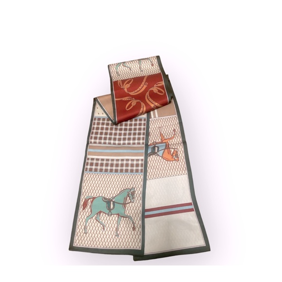 Accessories | Silk Equestrian Design Long Scarf New | Poshmark